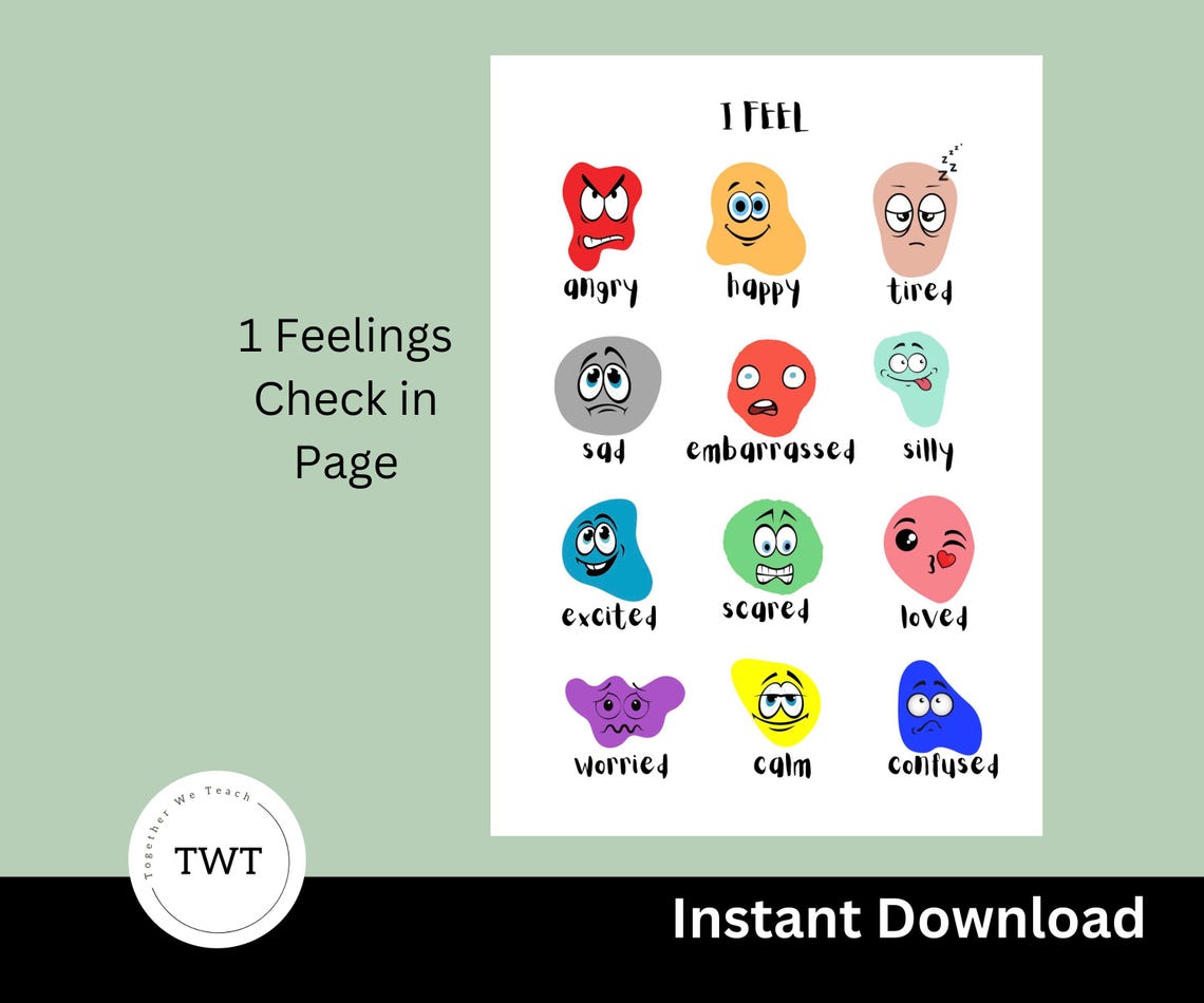 Feelings Posters, A4, PDF, Unique Character & Colours for Each Feeling ...