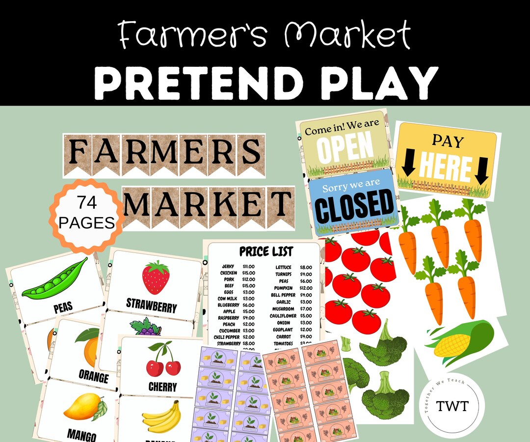 Farmers Market Pretend Play, Set up Your Own Farmers Market, PDF ...