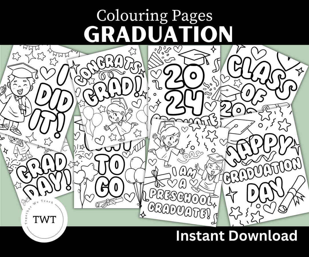Graduation Colouring Pages - Class of 2024 Celebration - Etsy