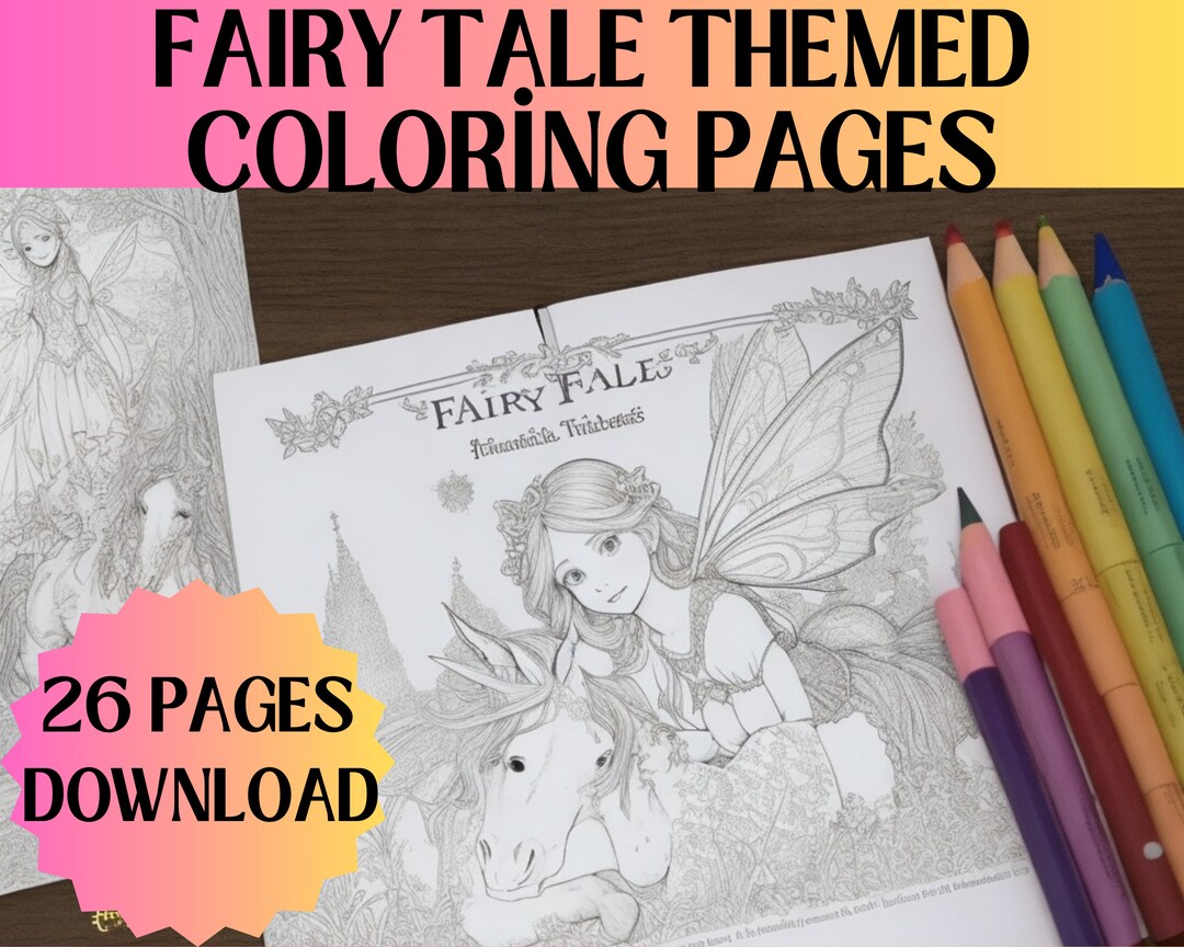 Fairy Tale Themed Coloring Book Pages, for Kids, Adults, Man, Women ...
