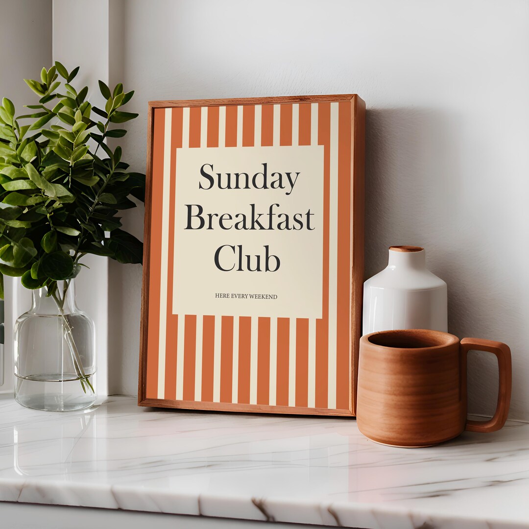 Sunday Breakfast Club Print - Digital Download - Retro Dinning Room ...