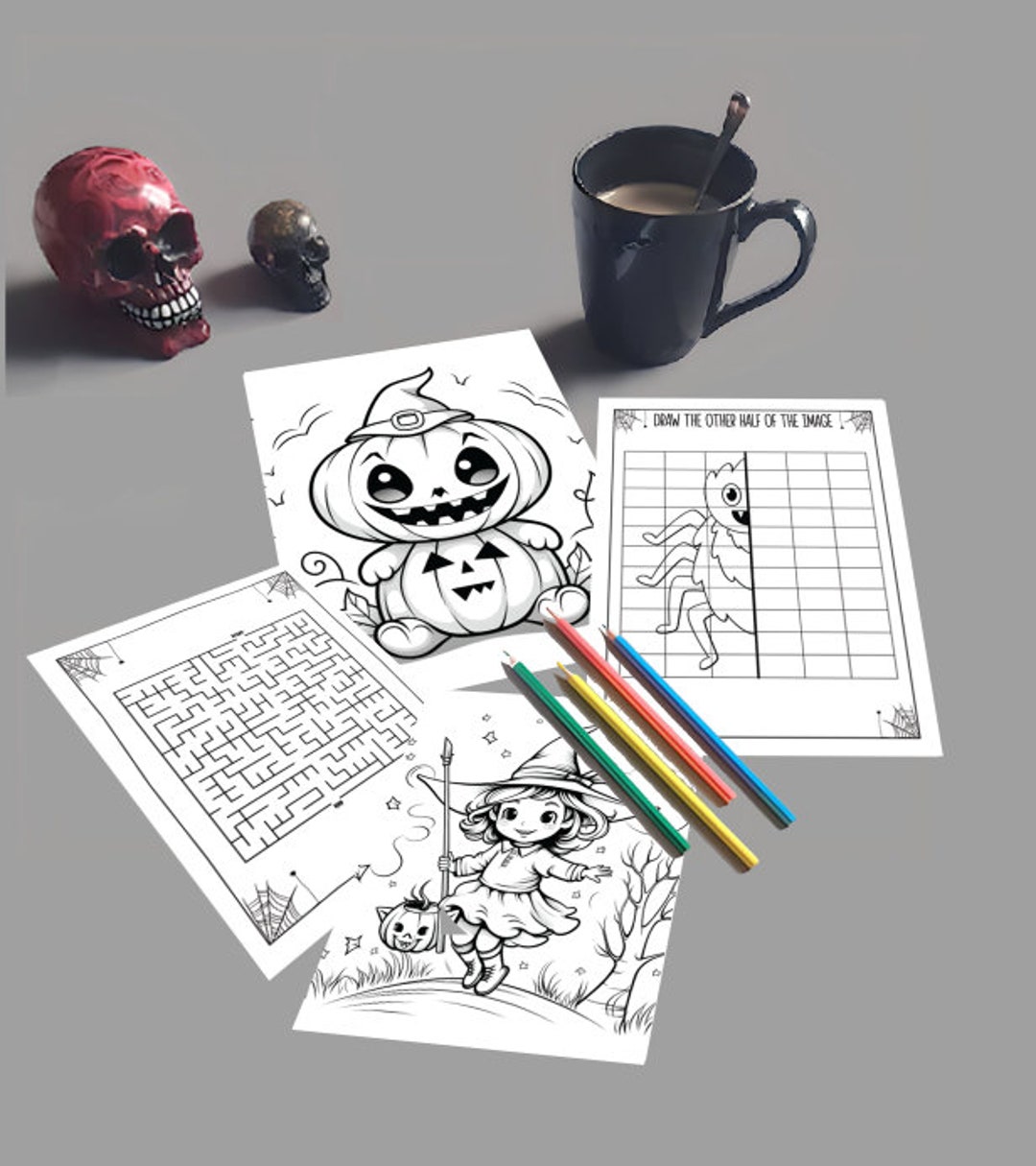 Kids Halloween Colouring and Activity Pack - Etsy