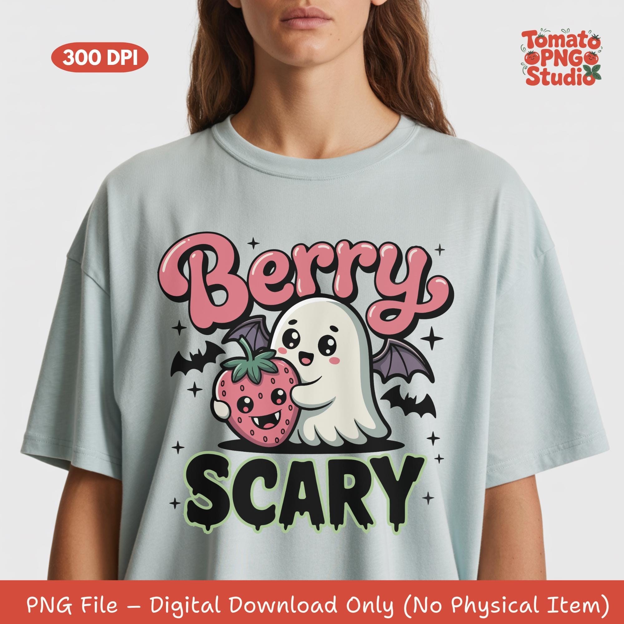 Strawberry Ghost Halloween PNG: Berry Scary Clipart (digital Download ...