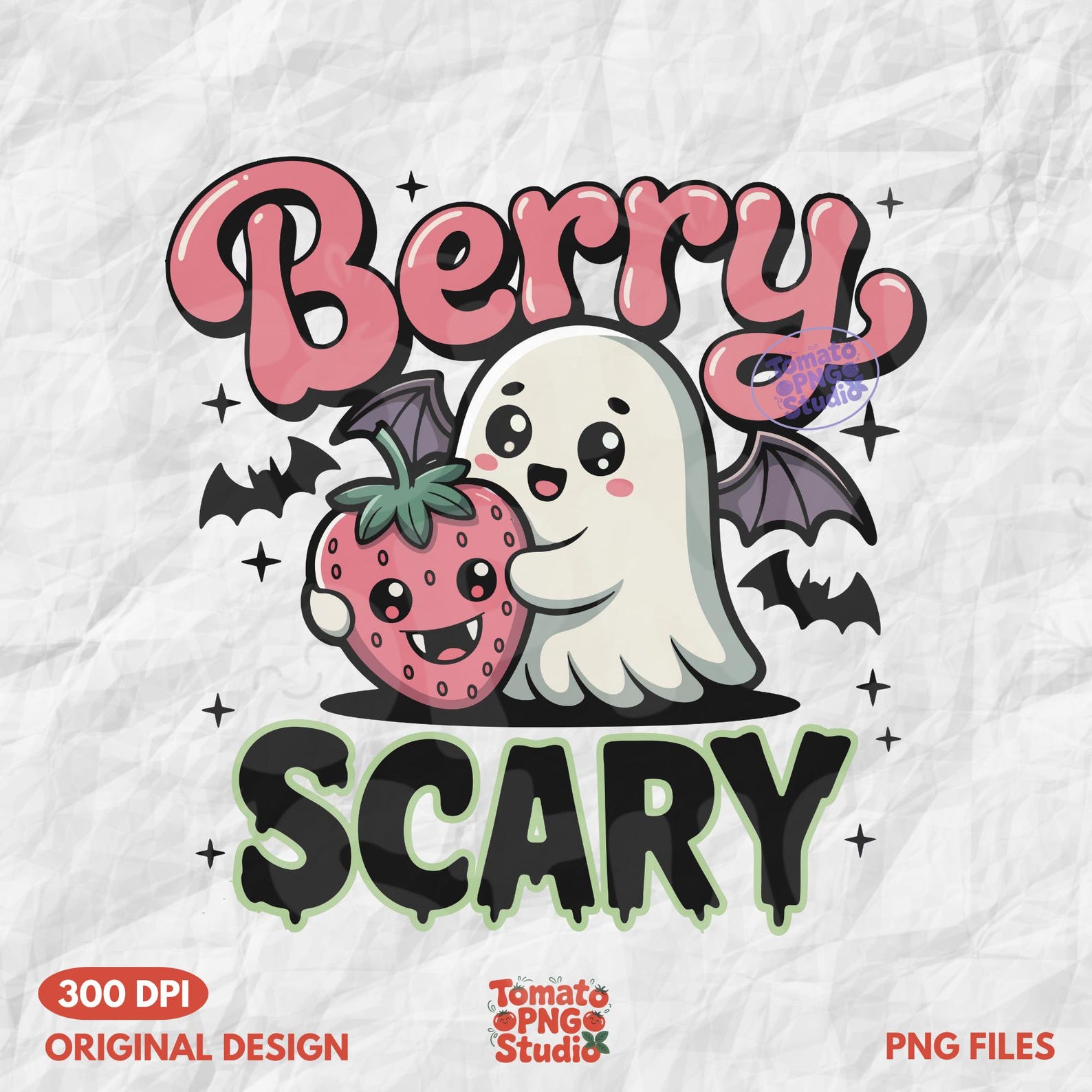 Strawberry Ghost Halloween PNG: Berry Scary Clipart (digital Download ...