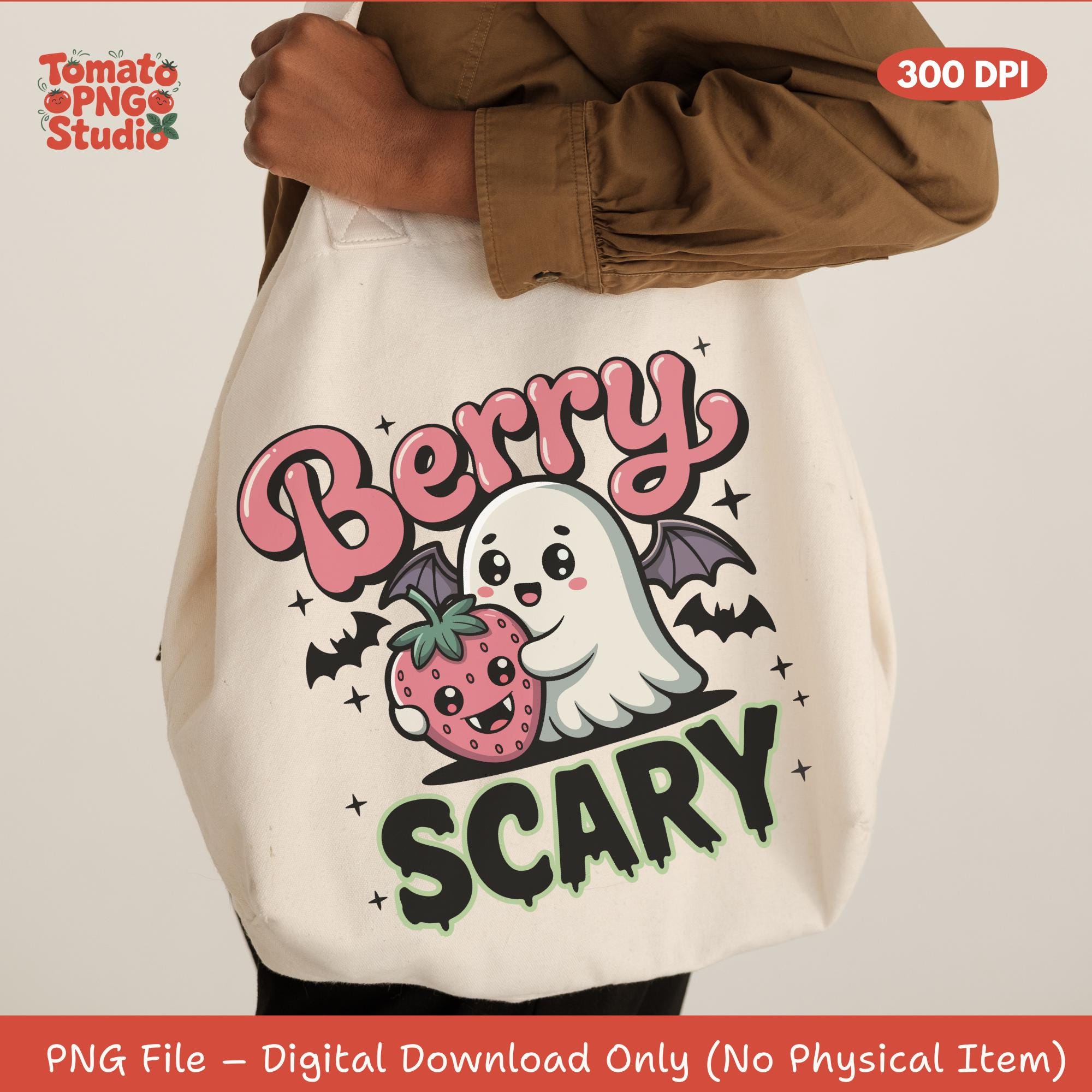 Strawberry Ghost Halloween PNG: Berry Scary Clipart (digital Download ...