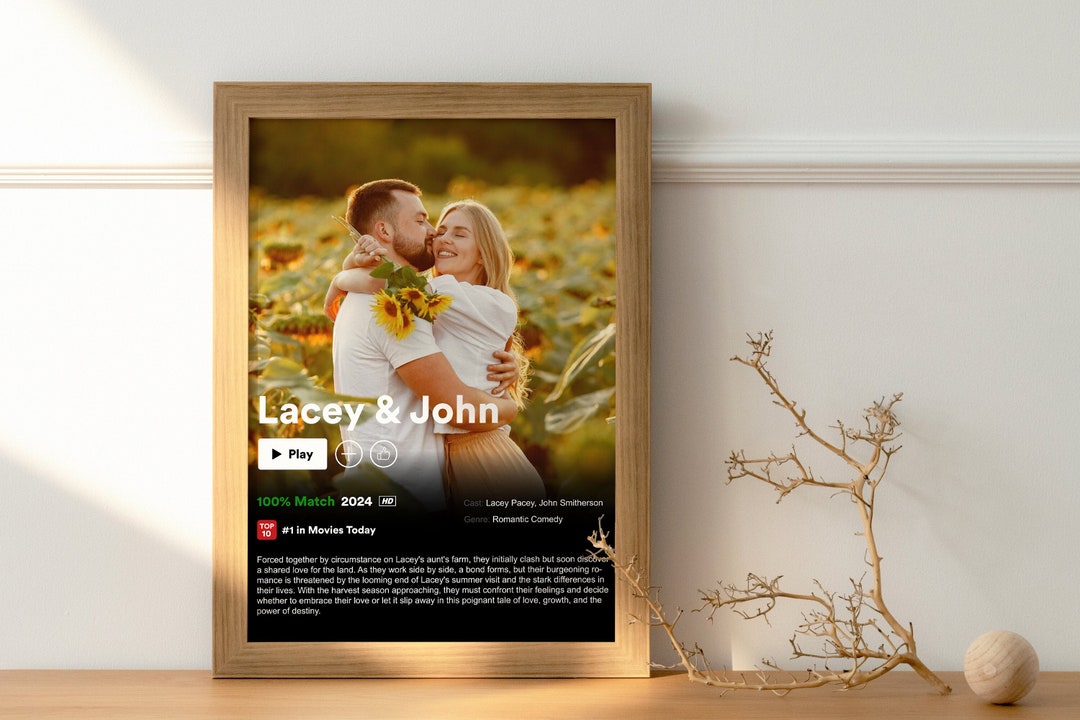 Netflix Couple Movie Poster, Unique Anniversary Day Gift, Framed Couple ...