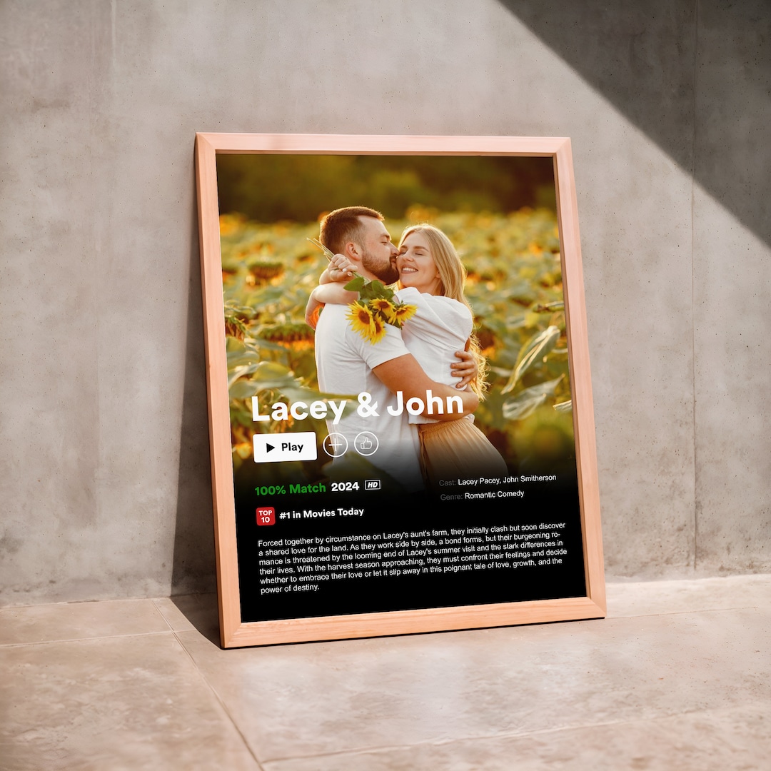 Custom Couple Movie Poster, Unique Valentines Day Gift, Framed Couple ...