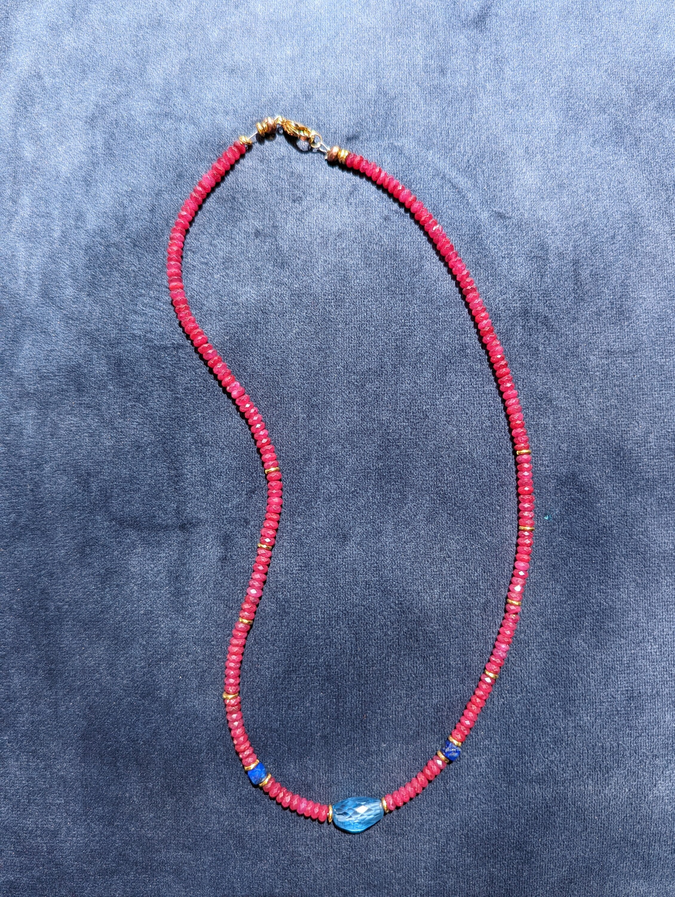 Faceted Ruby Necklace With Blue London Topaz - Etsy