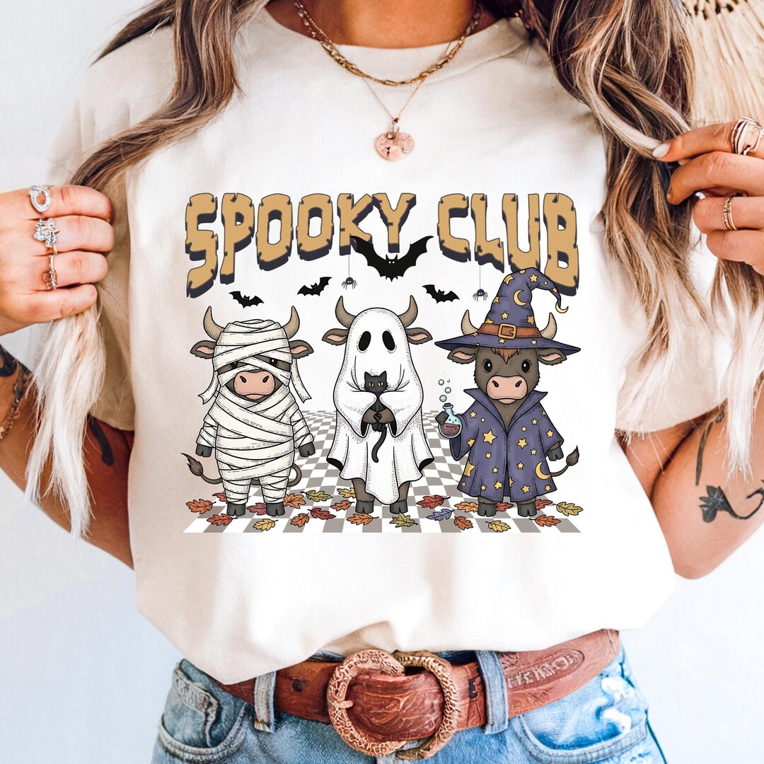 Spooky Taurus Club Halloween PNG: Farm Cow, Checkerboard Fall Graphic ...