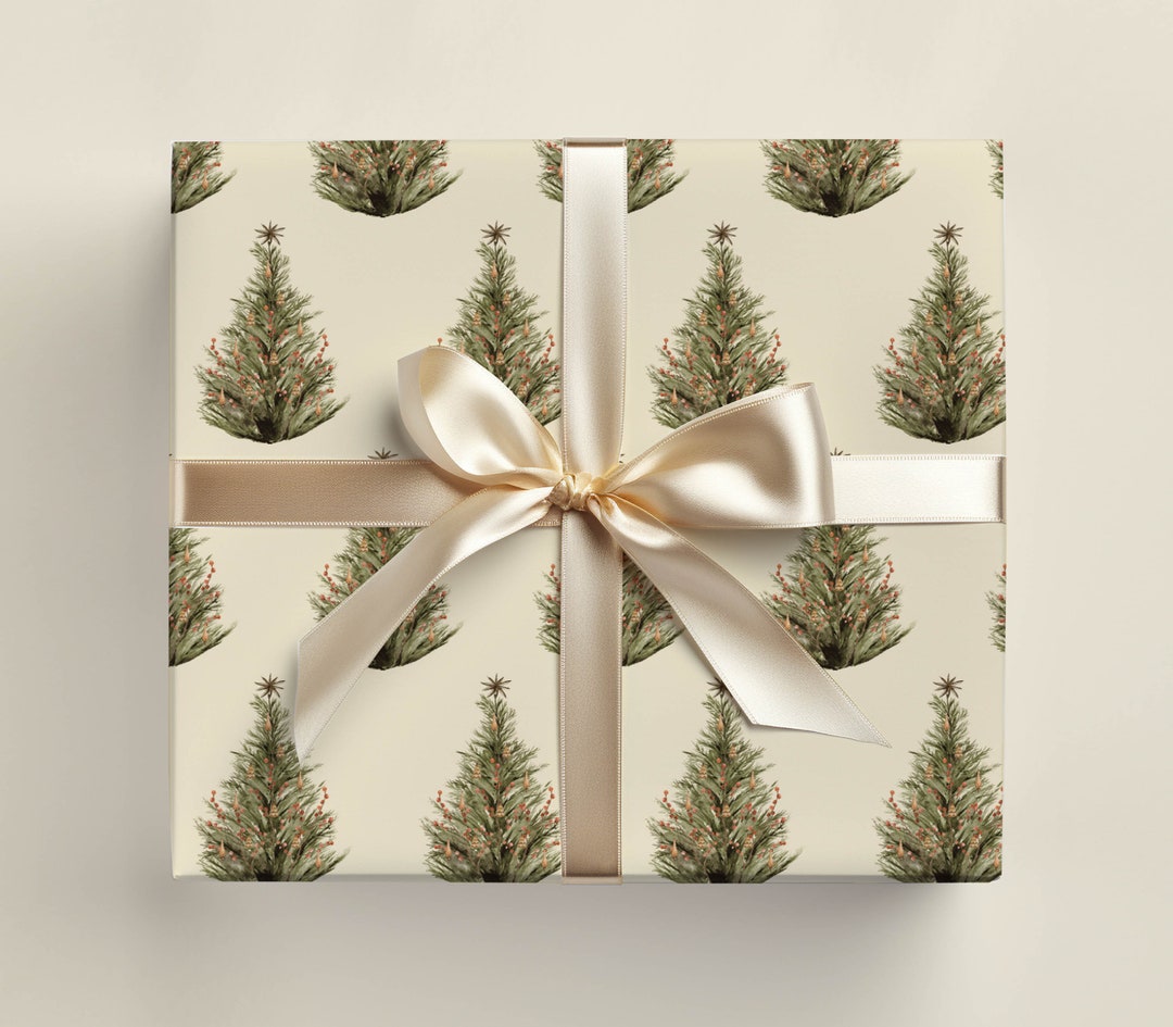 Wrapping Paper: Beige Christmas Tree {warm, Earth Tones Minimalist ...