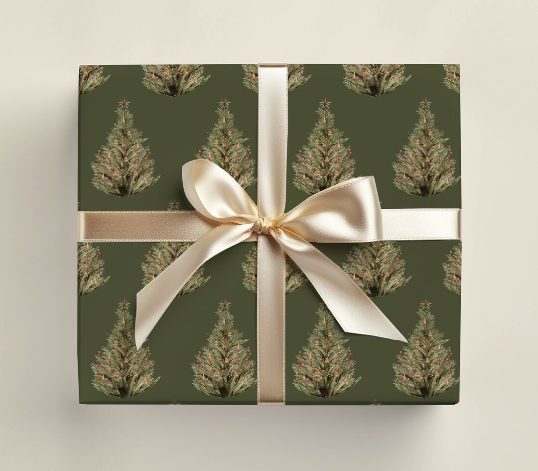 Wrapping Paper: Sage Christmas Tree {green, Minimalist Holiday ...