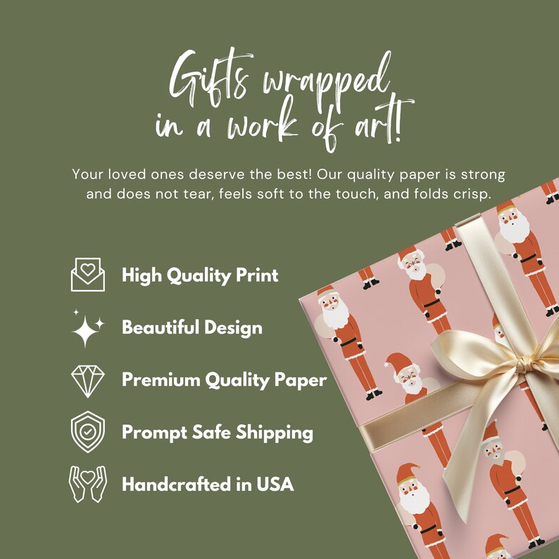 Gift Wrap: Pink Santa {holiday, Kids Christmas, Wrapping Paper, Pinkmas ...