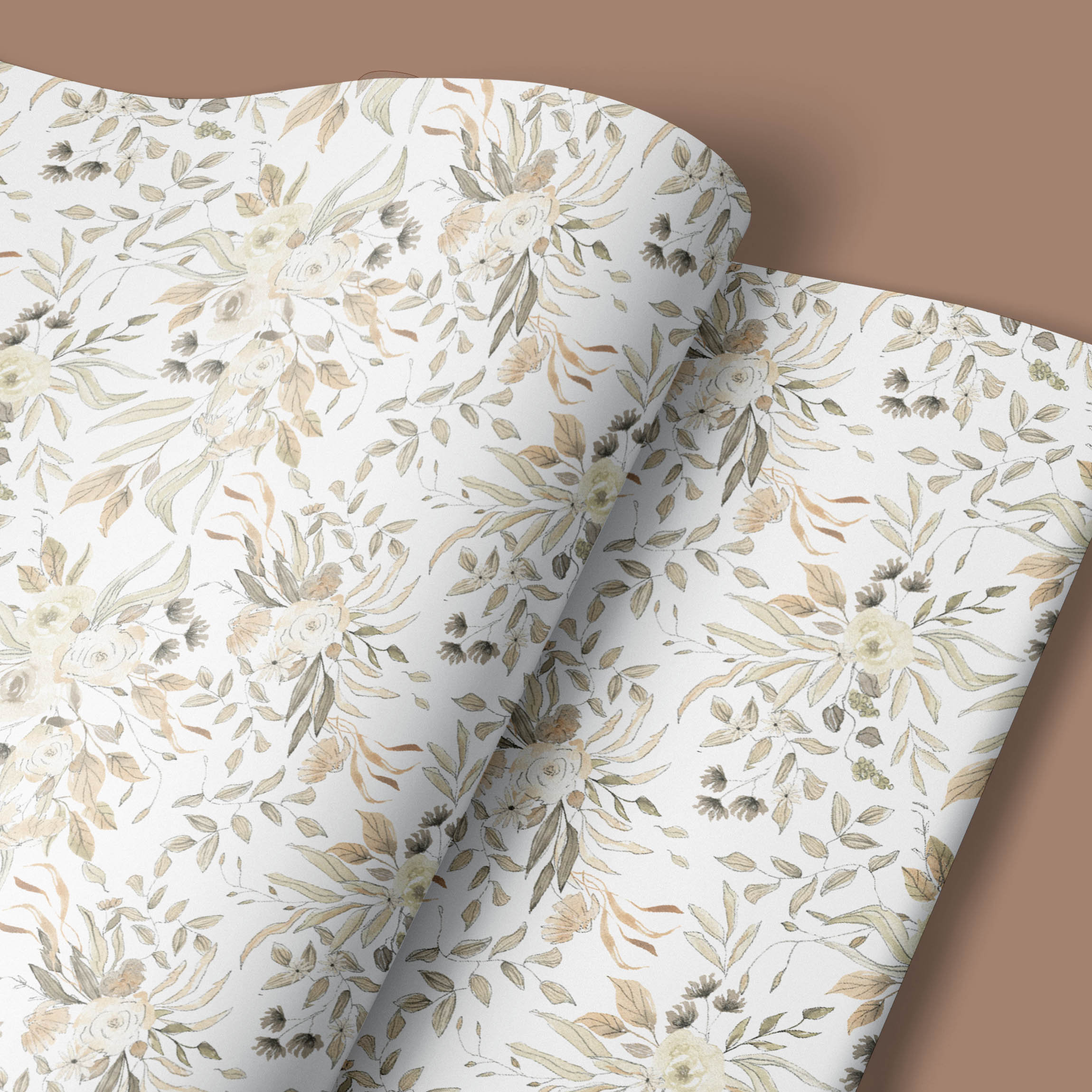 Wrapping Paper: Elegant Beige Floral Pattern {wedding, Holiday ...