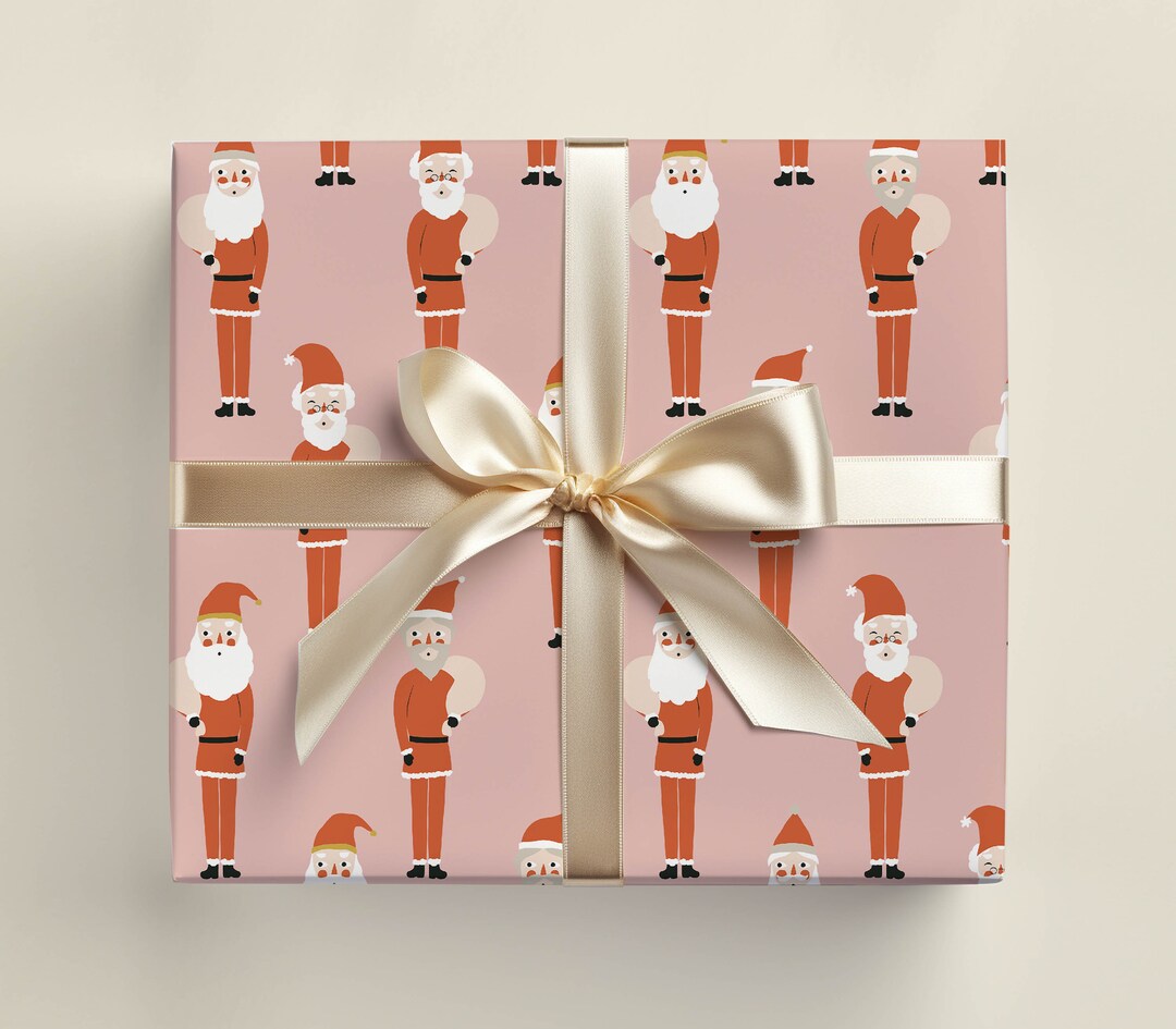 Gift Wrap: Pink Santa {holiday, Kids Christmas, Wrapping Paper, Pinkmas ...