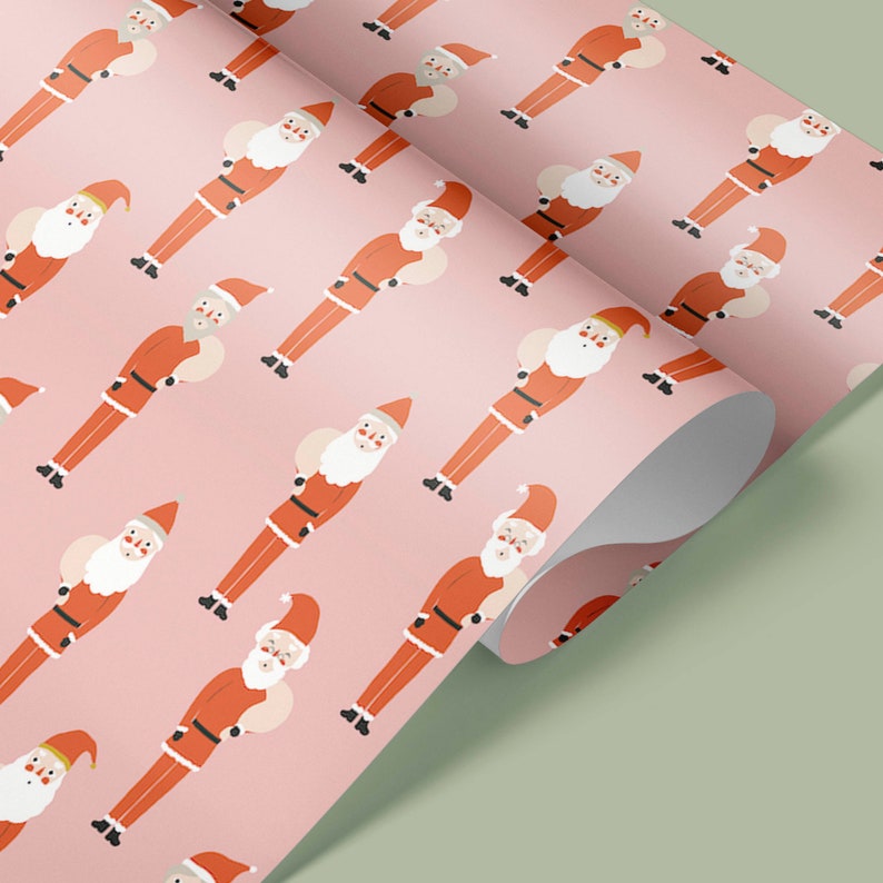Gift Wrap: Pink Santa {holiday, Kids Christmas, Wrapping Paper, Pinkmas ...