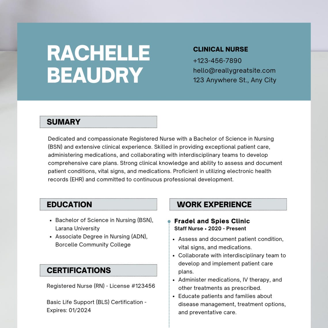 Nursing Resume Template,nurse Resume Template Editable,nurse ...