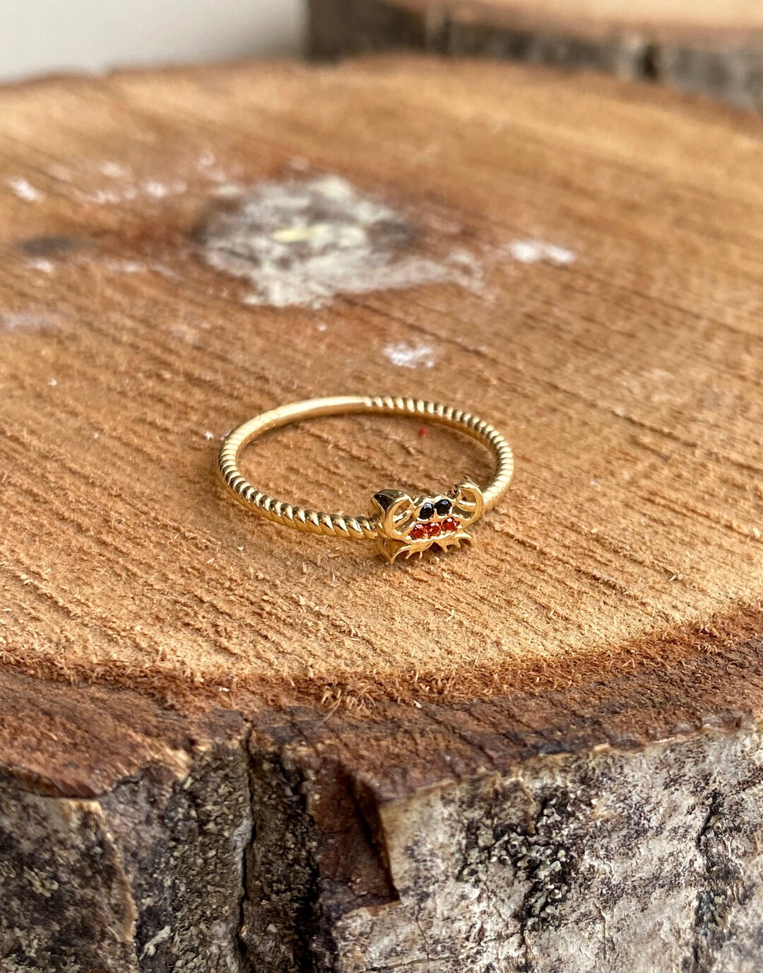 14K Solid Gold Crab Rings, Artificial Gem Crab Rings, Cute Crab Ring ...