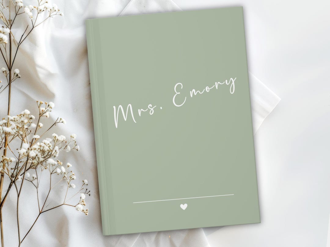 Gift for Teacher Custom Notebook Sage Green Gift for Her Personalized ...