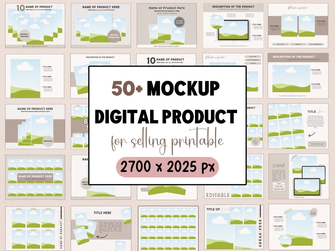 PLR Mockup Digital Product Display Template Canva Mock up Bundle ...