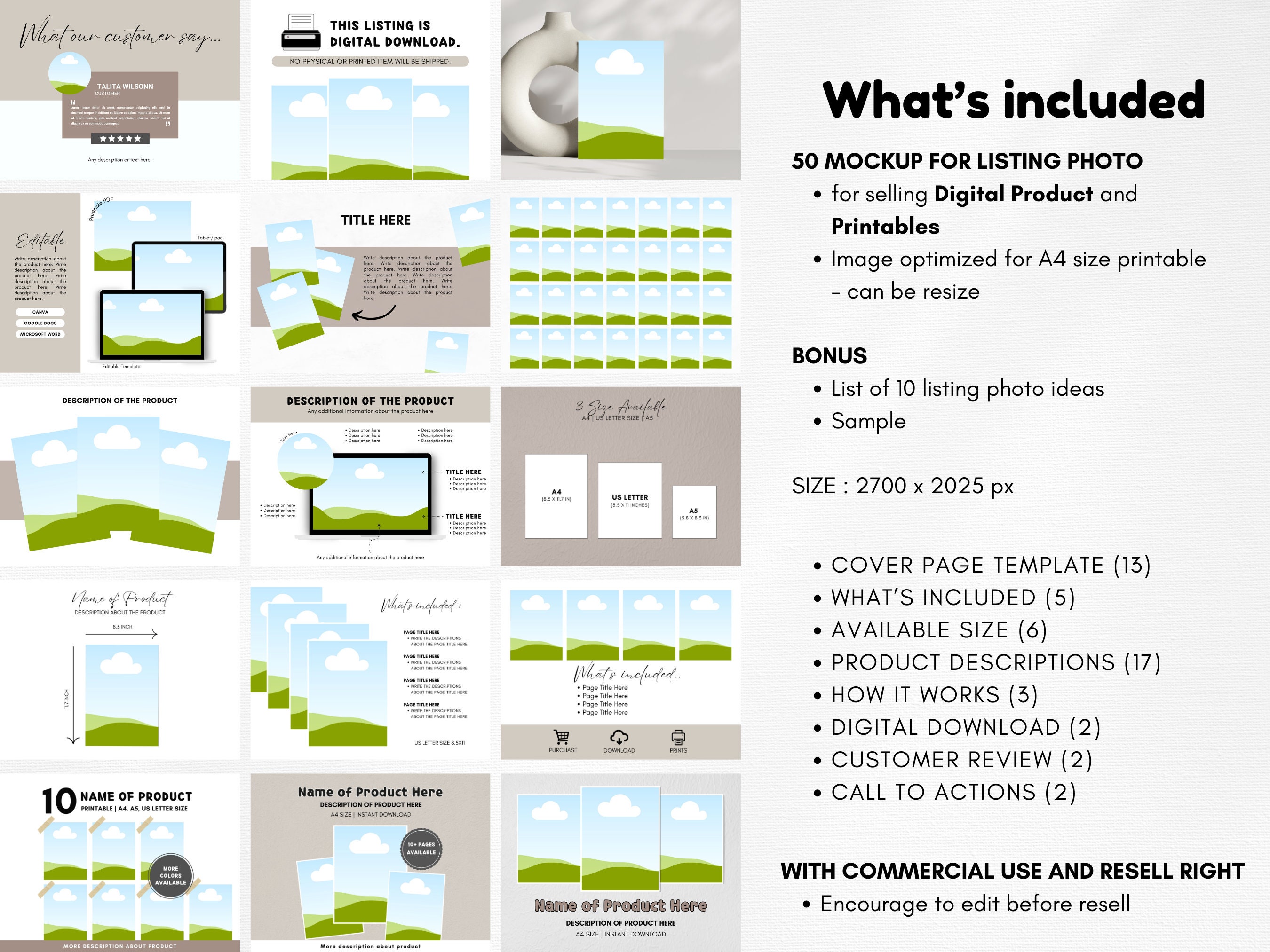 PLR Mockup Digital Product Display Template Canva Mock up Bundle ...