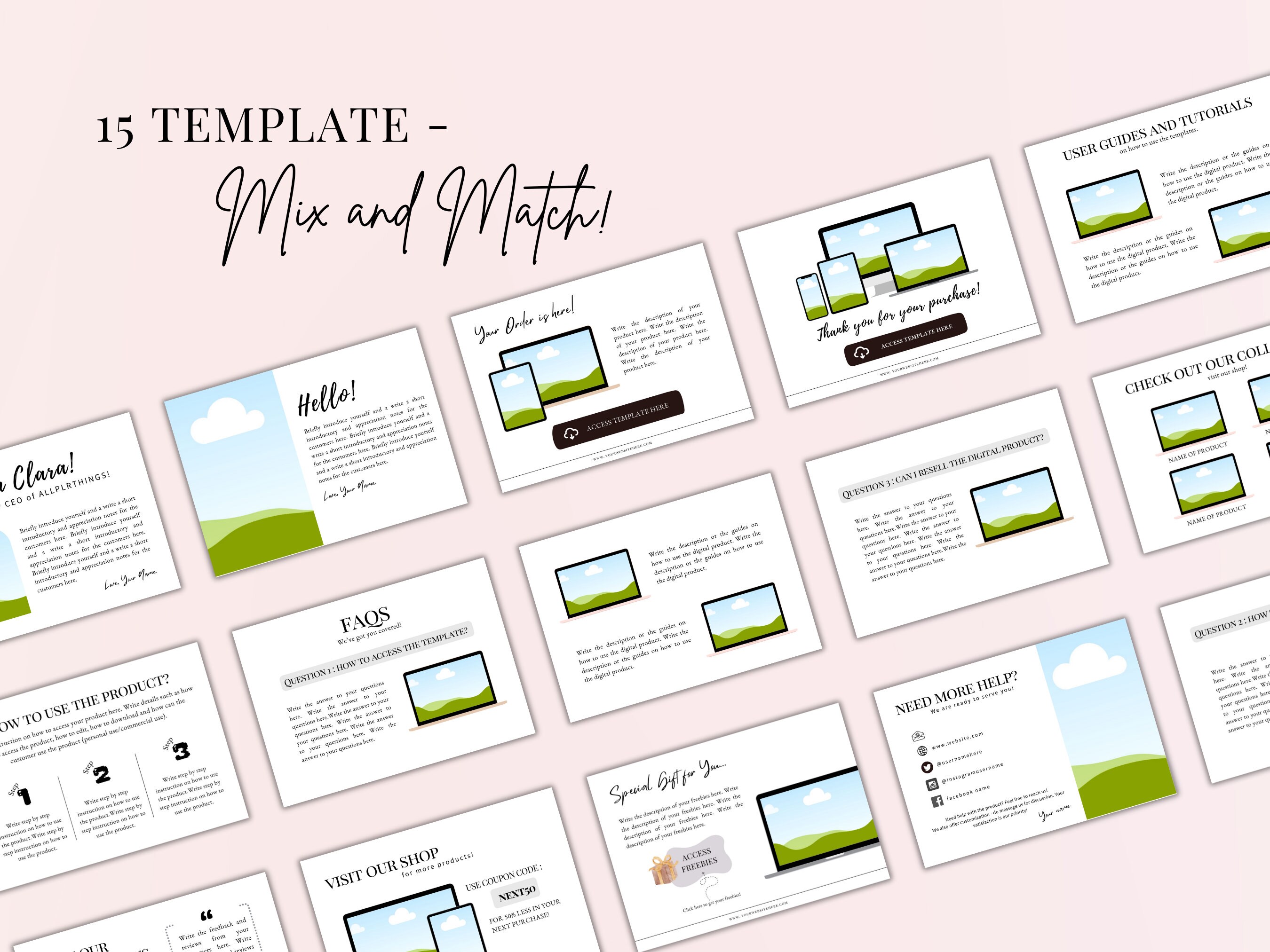 Digital File Link Download Instruction Canva Template for Etsy Seller ...