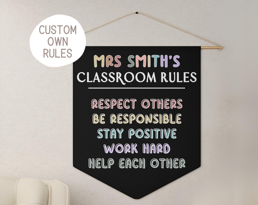 Custom Classroom Rules Wall Decor Personalized Teacher Gift Hanging ...