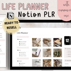 PLR Notion Life Planner Aesthetic Goal Tracker Habit Vision Board ...