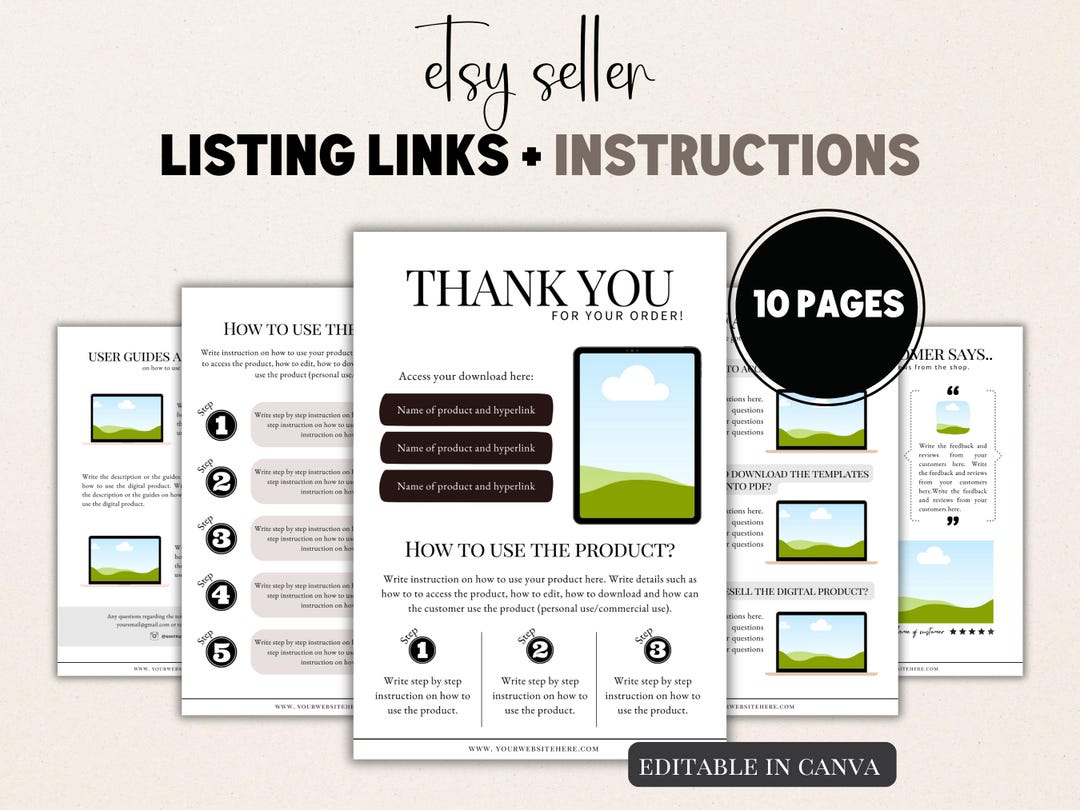 Thank You PDF Canva Download Instruction Guide Template Link Digital ...