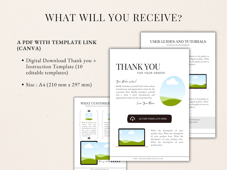 Thank You PDF Canva Download Instruction Guide Template Link Digital ...