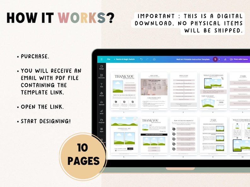Wall Art Download Instruction Template Canva Google Drive Link Thank ...