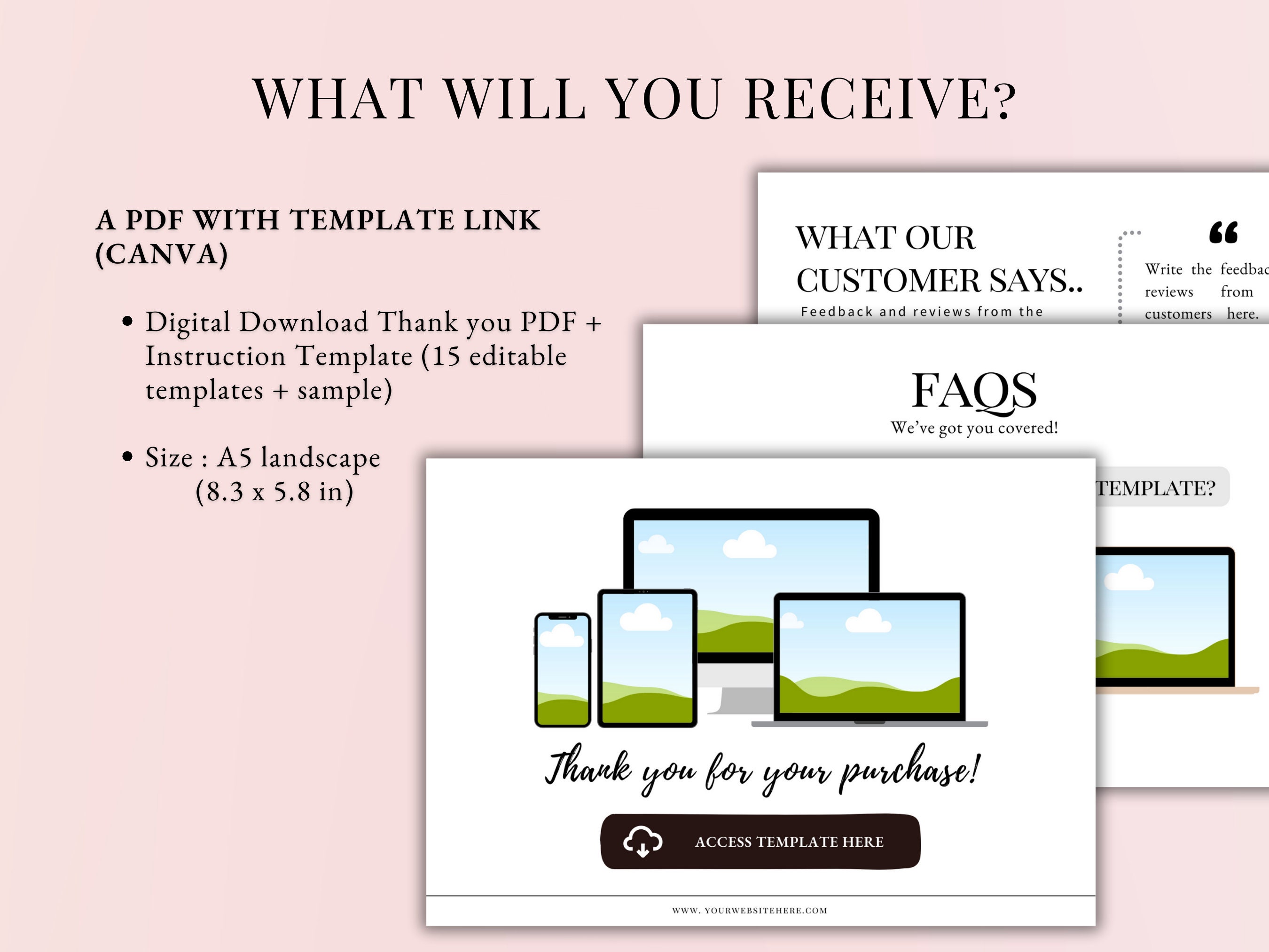 Digital File Link Download Instruction Canva Template for Etsy Seller ...