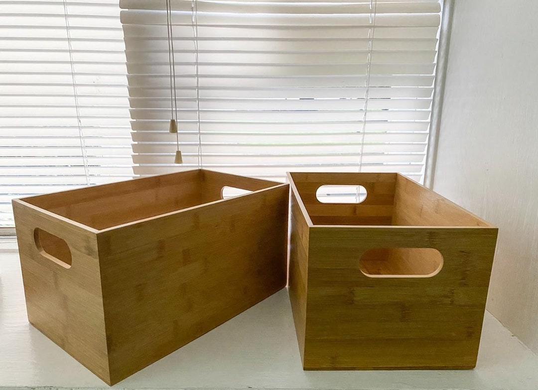 Set of 2 Crafted Bamboo Storage Containers for Snacks Spices - Etsy
