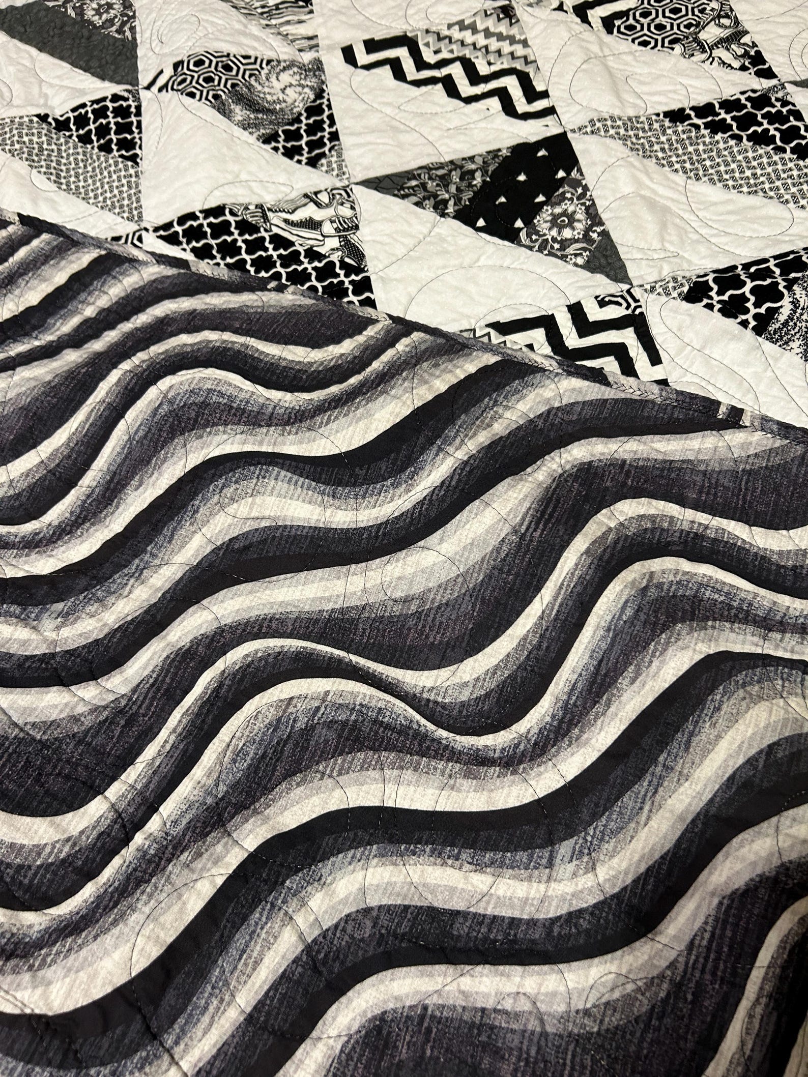 Black and White Half Square Triangle Quilt - Etsy