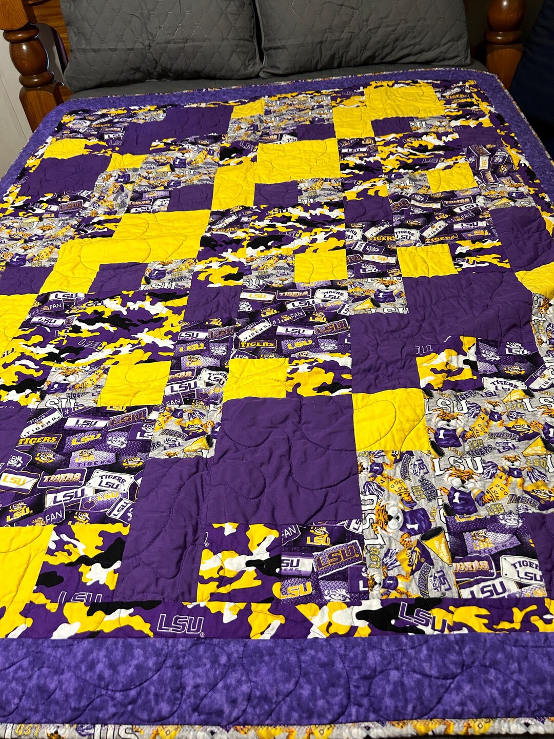 Sports Quilt in Purple & Gold LSU - Etsy