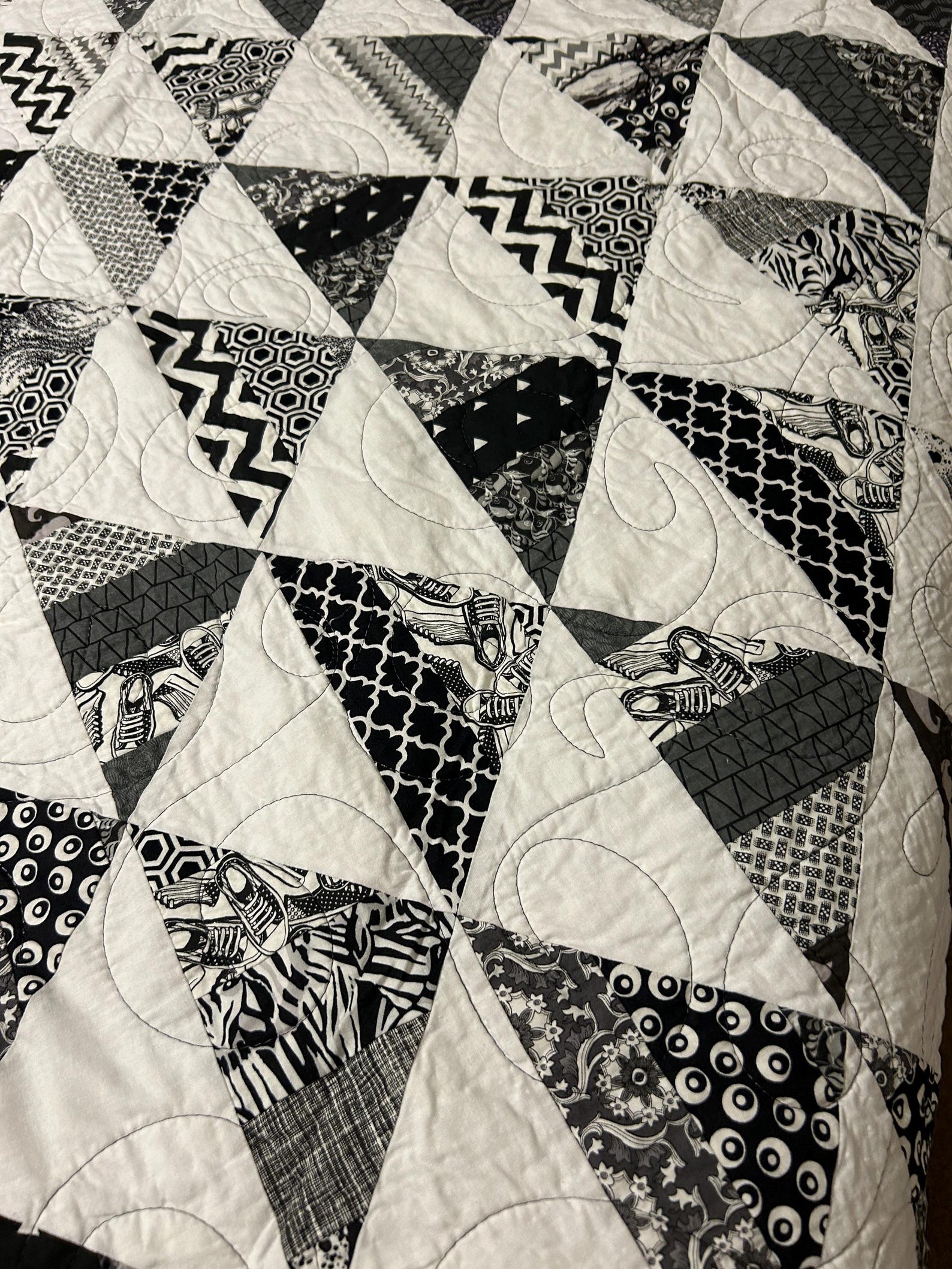 Black and White Half Square Triangle Quilt - Etsy