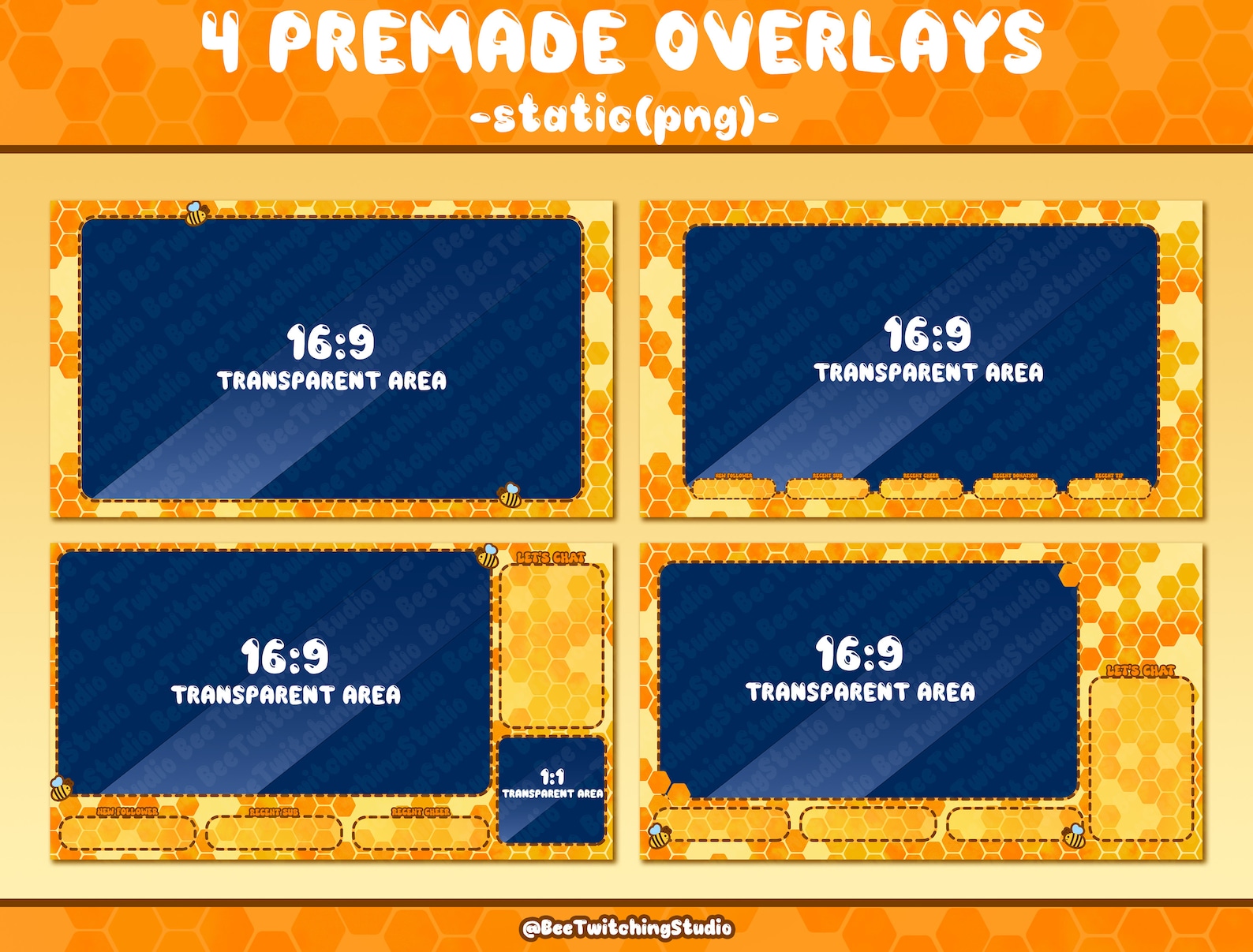 Cute Honey Bee Animated Stream Package | Twitch Overlays and Scenes ...