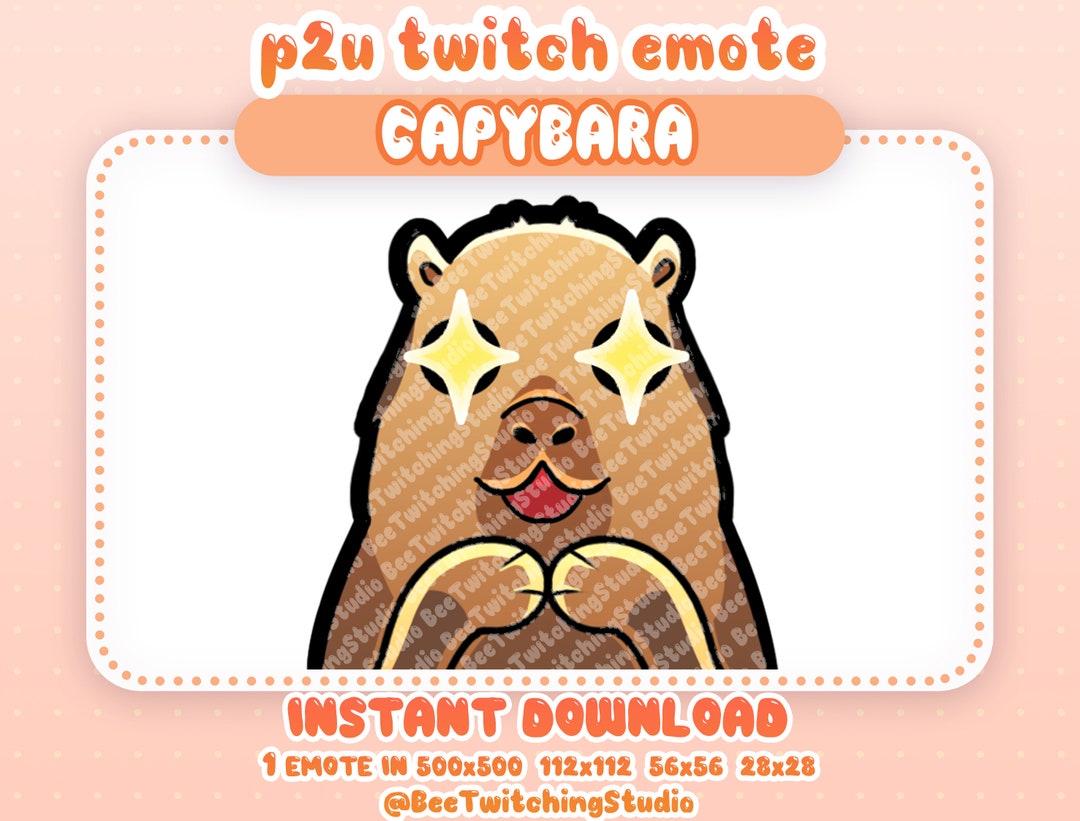 Cute Capybara Excited Emote for Twitch Discord and Youtube | P2u Animal ...