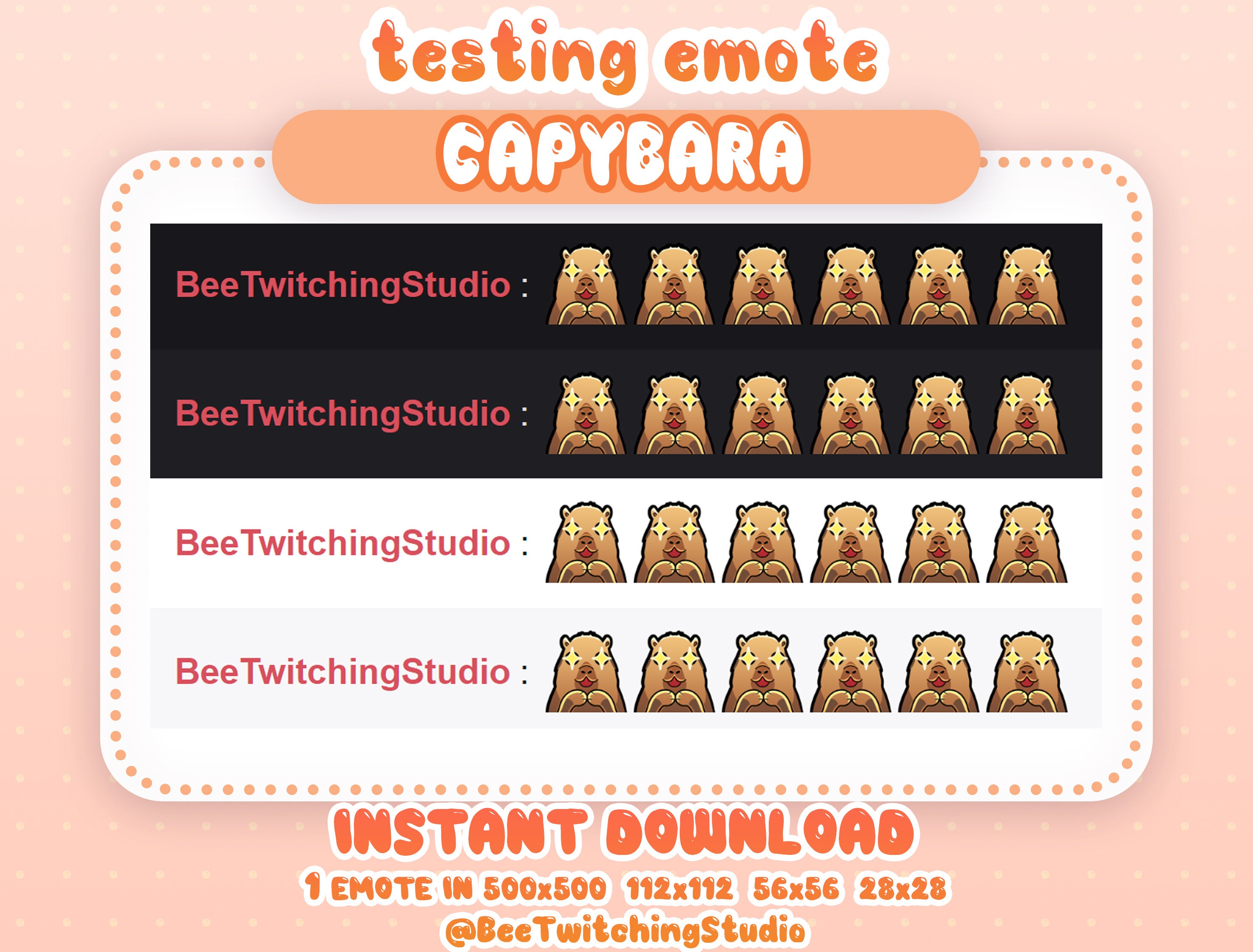 Cute Capybara Excited Emote for Twitch Discord and Youtube - Etsy
