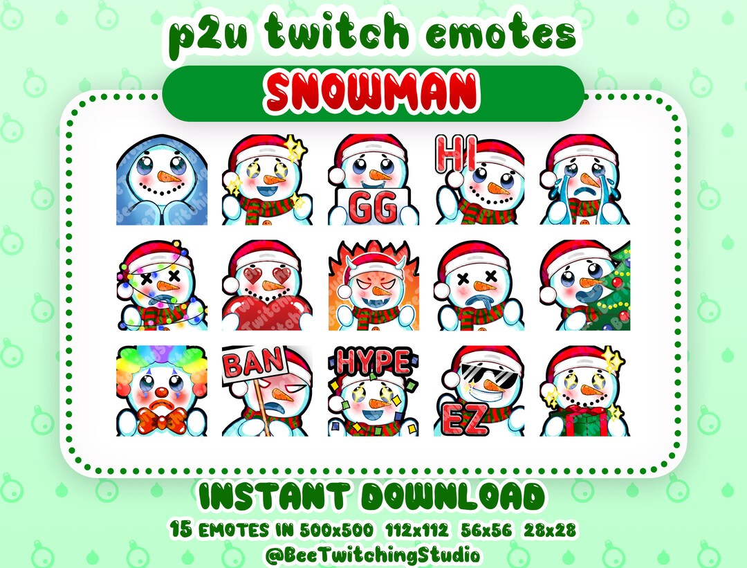 15x Christmas Snowman Emotes for Twitch Discord and Youtube | P2u ...