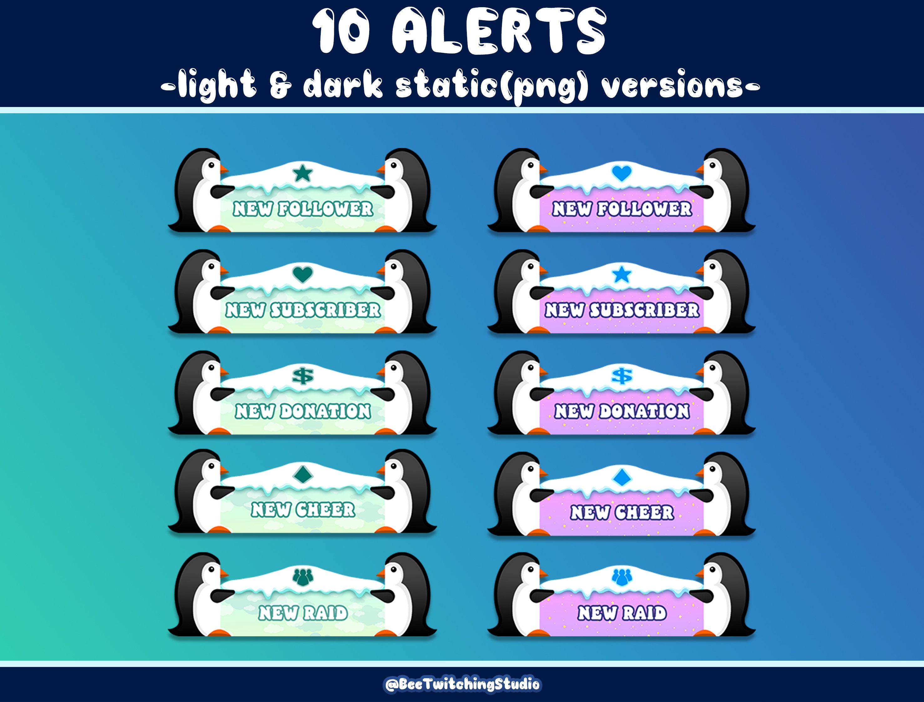 Winter Penguins Animated Stream Package | Twitch Overlay/panels ...