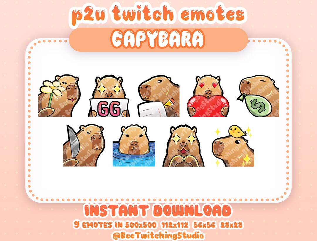 9x Capybara Emotes for Twitch Discord Youtube - Etsy