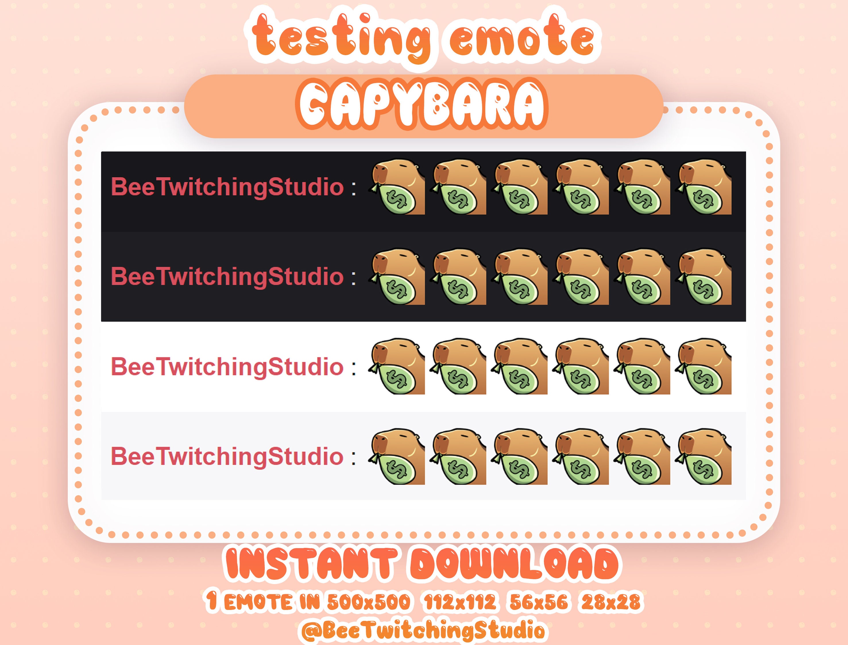 Cute Capybara Money Emote for Twitch Discord and Youtube | P2u Animal ...
