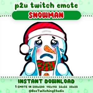 Christmas Snowman Sad Crying Emote for Twitch Discord and Youtube P2u ...