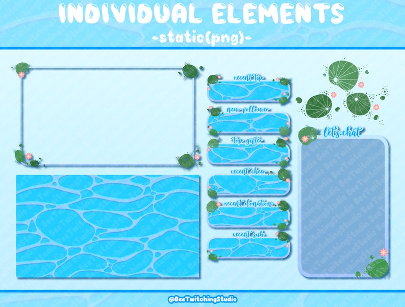 Cute Water Lilies Animated Stream Package | Twitch Overlays and Scenes ...