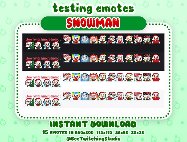 15x Christmas Snowman Emotes for Twitch Discord and Youtube | P2u ...