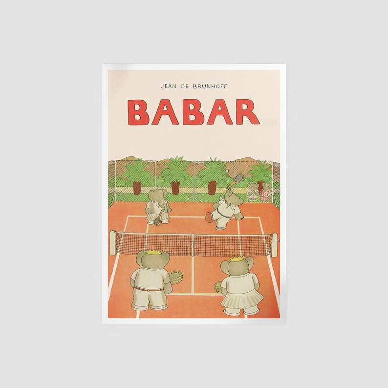Babar Sur Le Court De Tennis Poster - Etsy
