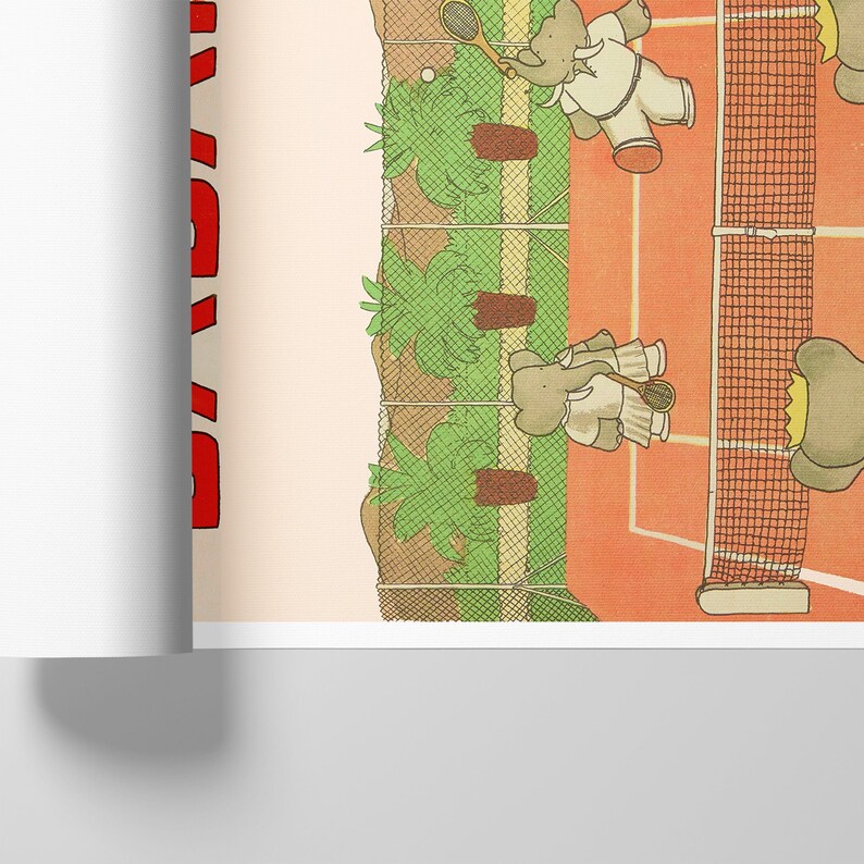 Babar Sur Le Court De Tennis Poster - Etsy