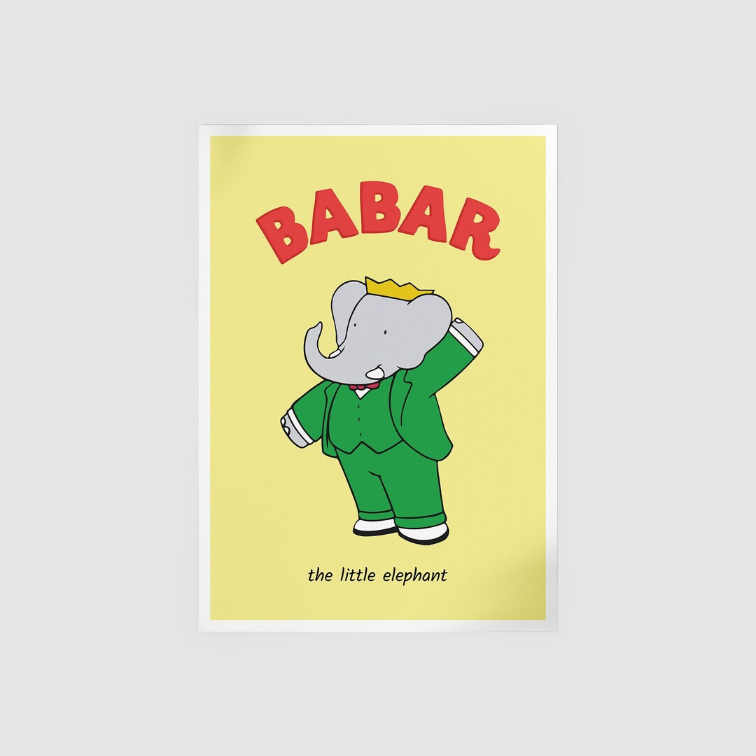 Babar the Little Elephant Waving (yellow) Poster - Etsy