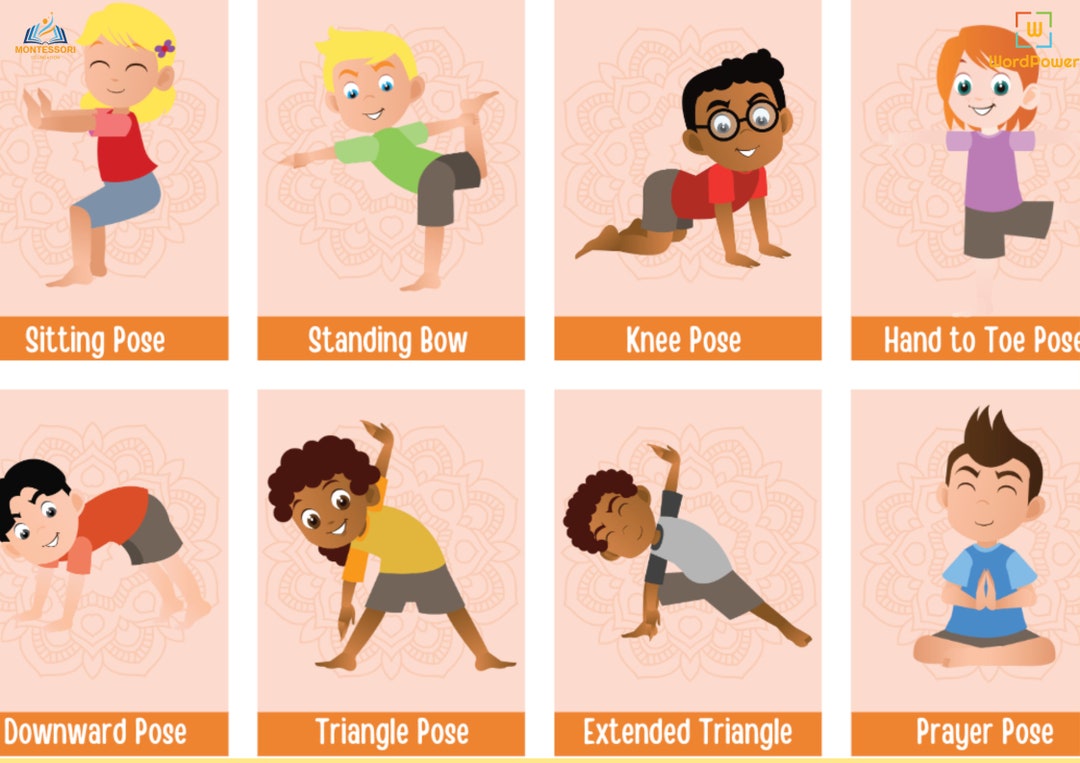 KIDS YOGA POSES, Yoga Flashcards, Kids Toddler Movement Activity, Yoga ...