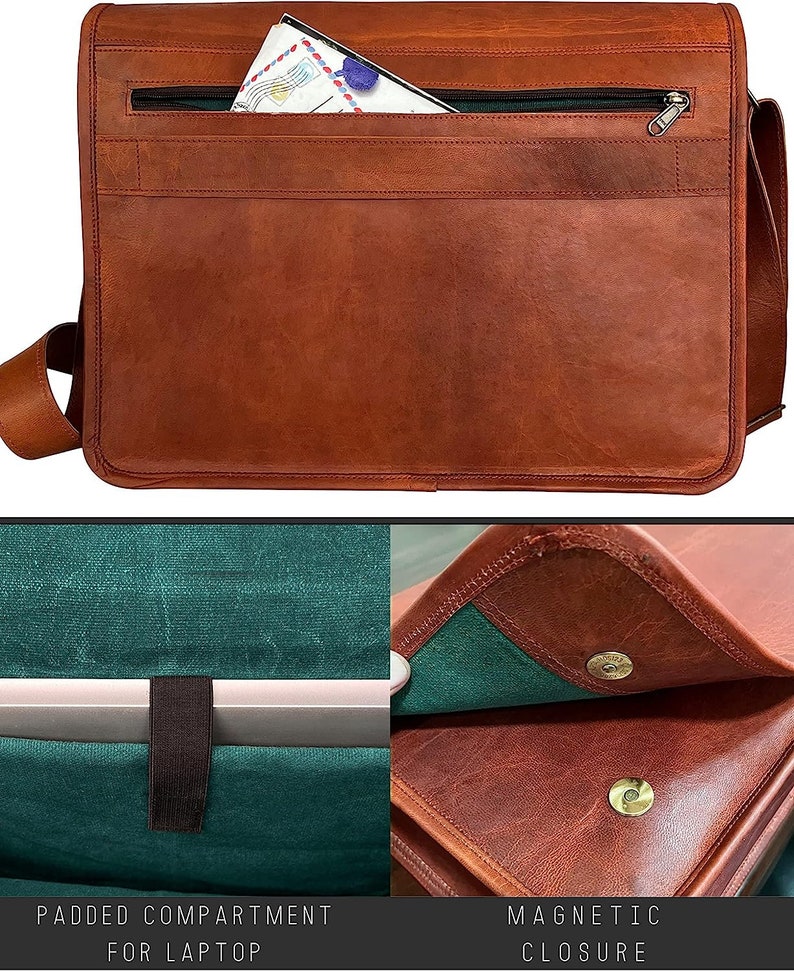 Bag Full Flap Leather Real Messenger Bag for Laptop Satchel Men and ...